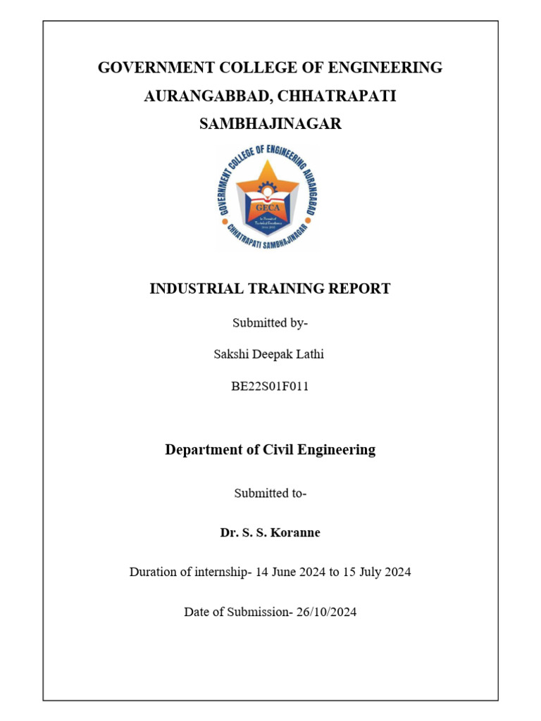 Civil Engineering Internship Report | PDF