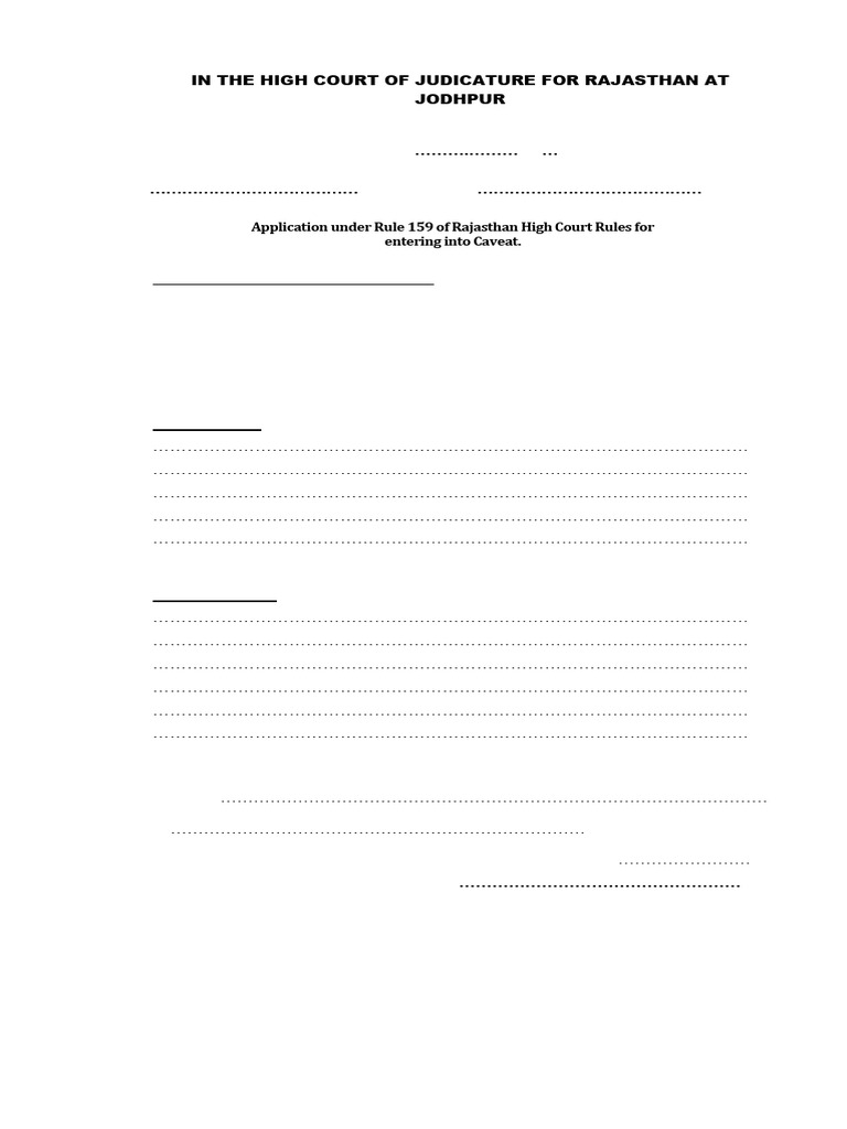 Caveat Form | PDF