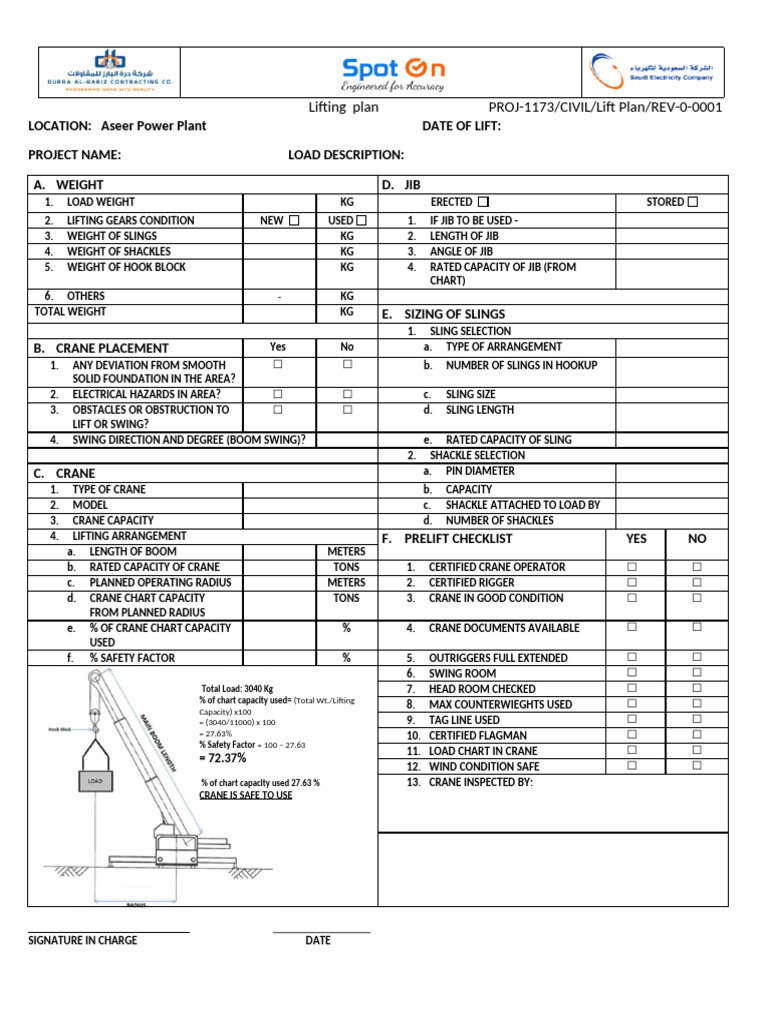 Aseer Power Plant Lift Plan Details | PDF | Crane (Machine)