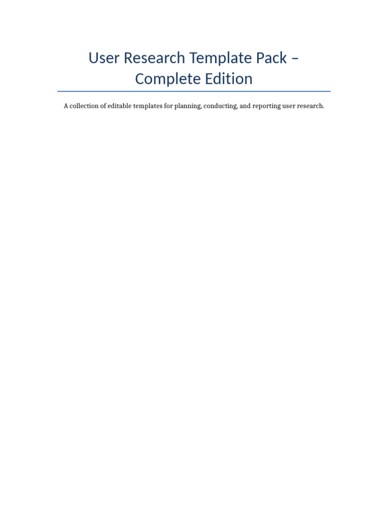 User Research Template Pack Complete Edition | PDF | Usability ...