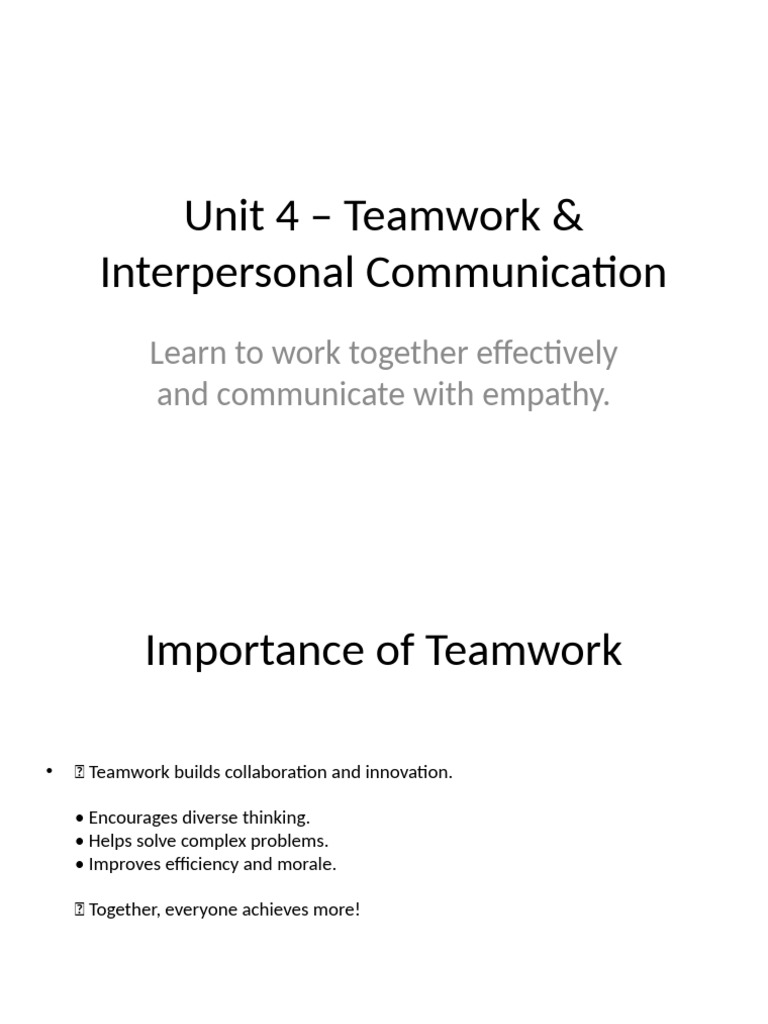 Teamwork and Communication Skills Guide | PDF