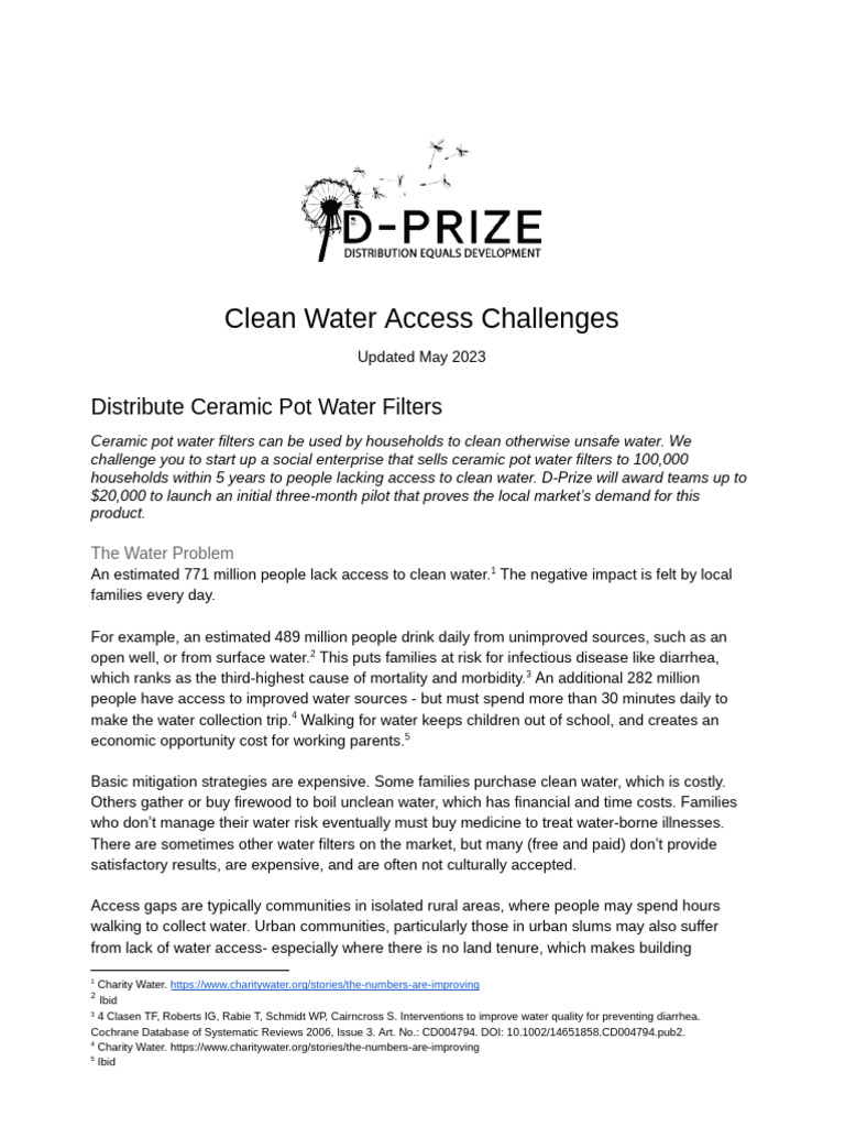 D-Prize Water Filter Challenge | PDF