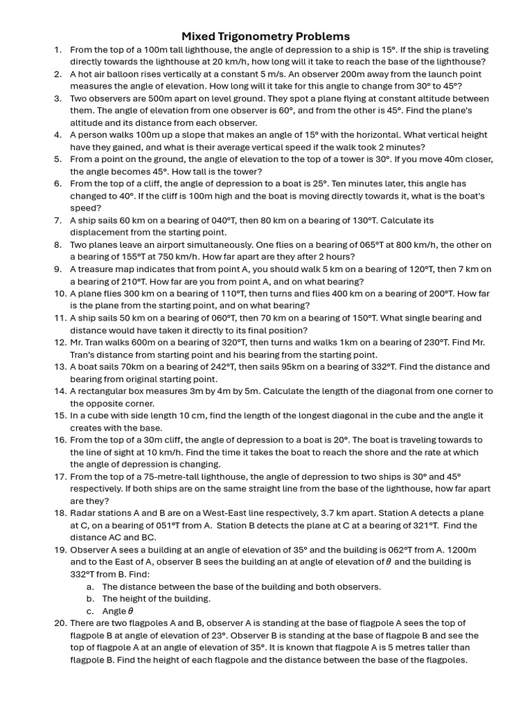 Mixed Trig Problems 1 | PDF