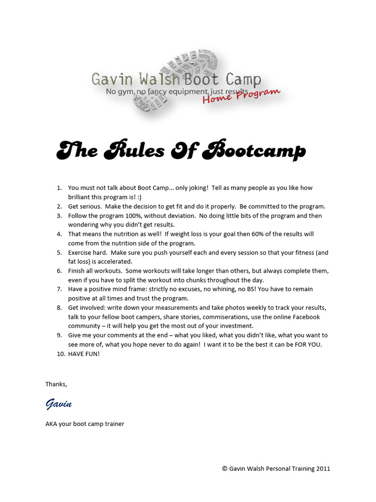Rules of Boot Camp | PDF