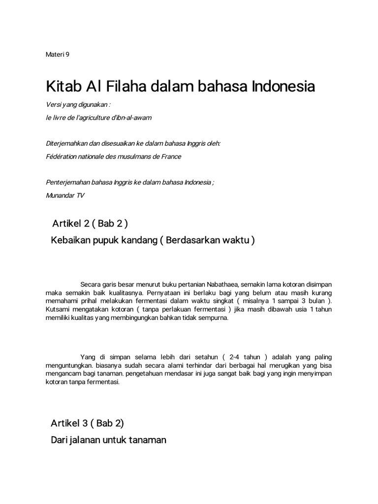Materi 9 Al Filaha | PDF