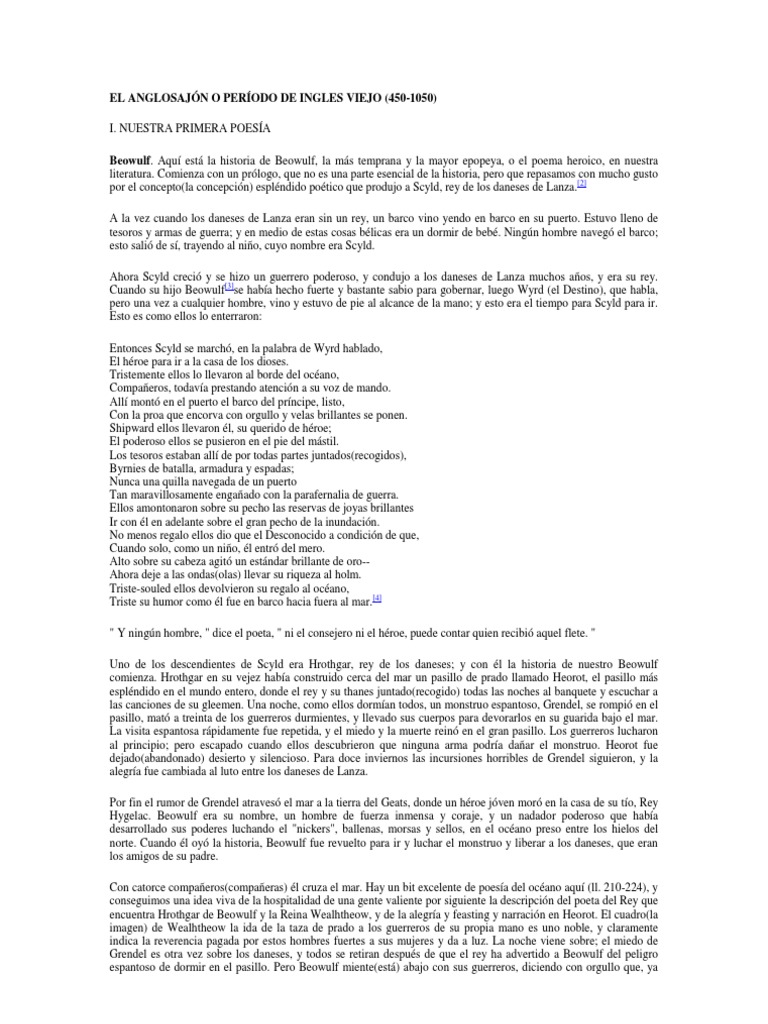 El Anglosajón o Período de Ingles Viejo | PDF | Beowulf | Bede