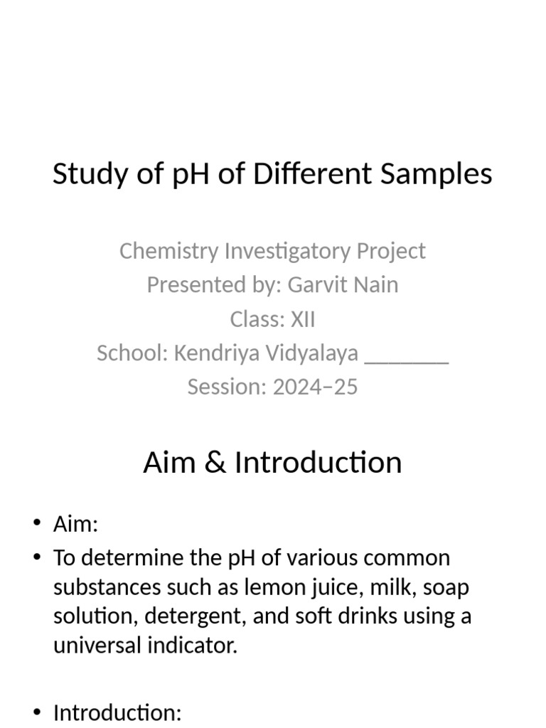 Chemistry Project PH Study GarvitNain | PDF