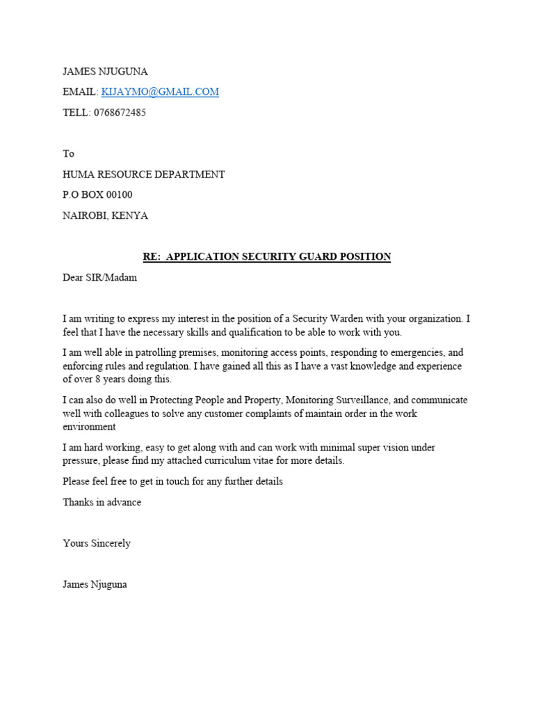 Security Guard Application by James Njuguna | PDF