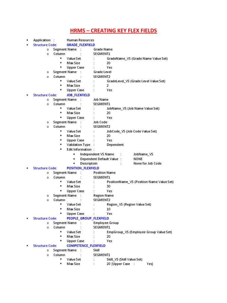 Hrms - Creating Key Flex Fields: Structure Code | PDF | Teaching ...