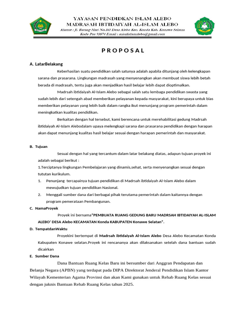 Proposal Rehab Ruang Kelas Tahun 2025 | PDF