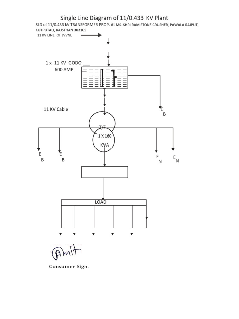11/0.433 kV Plant Single Line Diagram | PDF