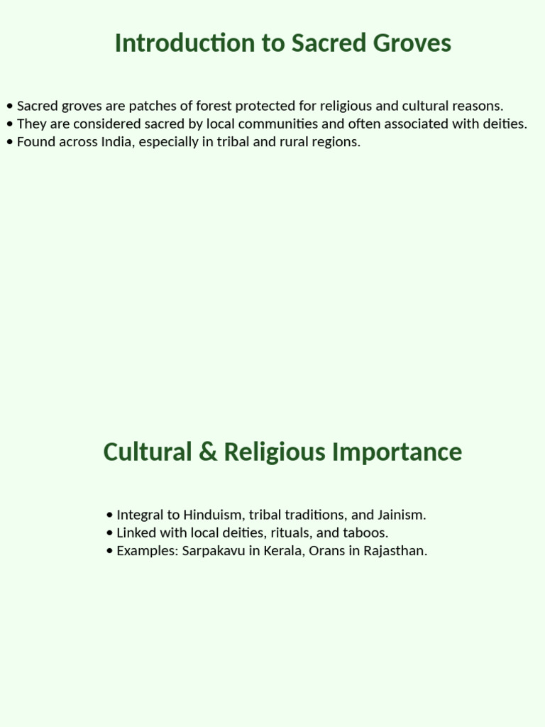 Sacred Groves: Cultural and Ecological Significance | PDF