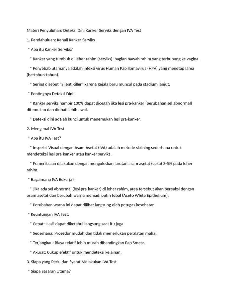 Materi IVA Test untuk Deteksi Kanker Serviks | PDF