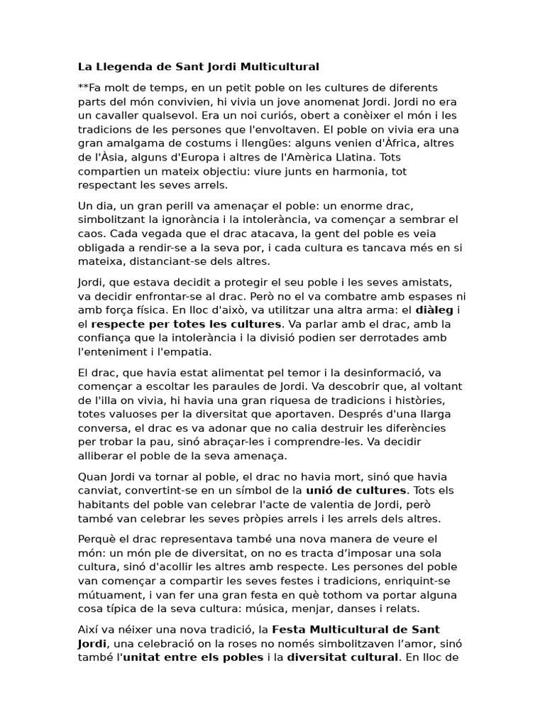 La Llegenda de Sant Jordi Multicultural | PDF