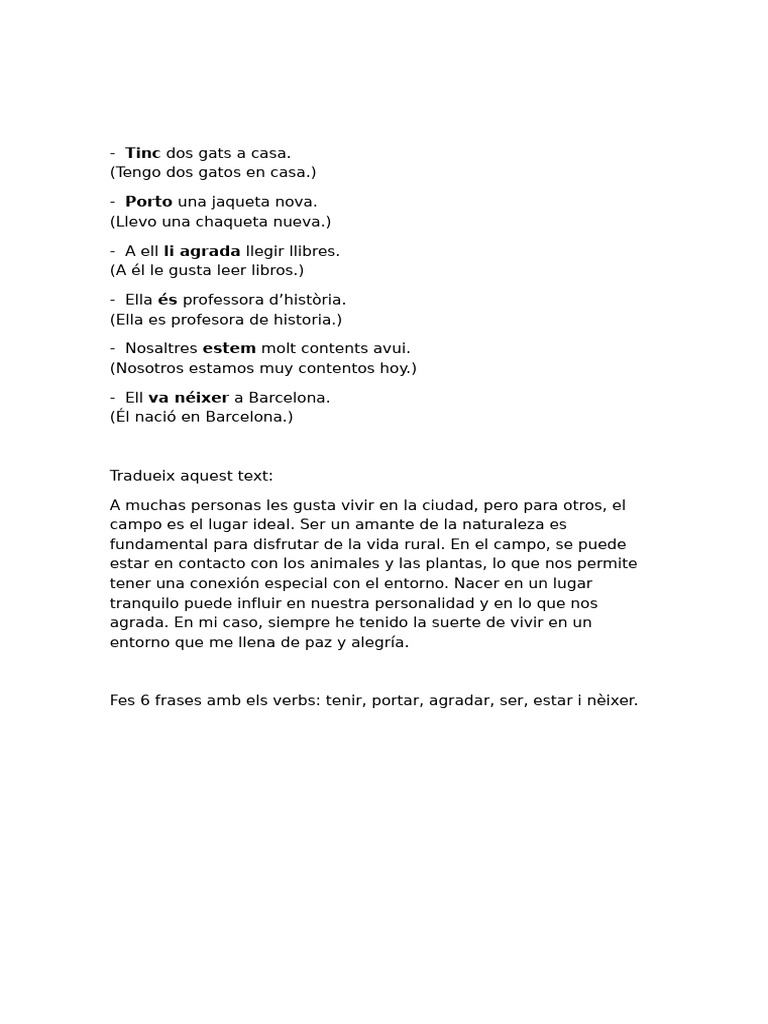 Frases y descripciones en catalán | PDF