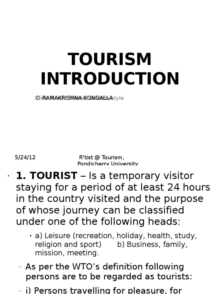 01 Tourism Introduction | Download Free PDF | Tourism | Tourism And Leisure