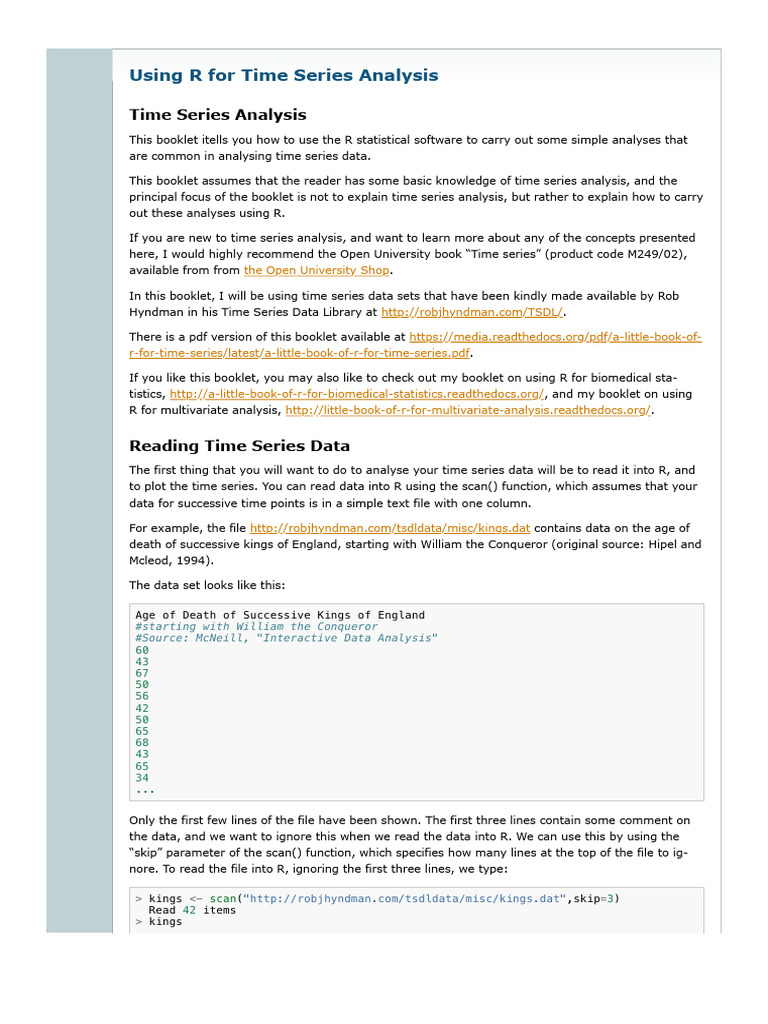 Using R For Time Series Analysis - Time Series 0.2 Documentation | PDF ...