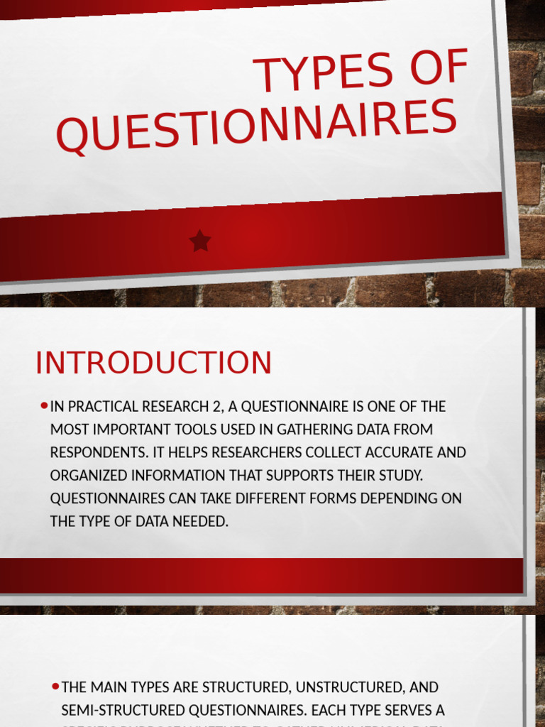 Types of Questionnaires Explained | PDF | Questionnaire | Psychology
