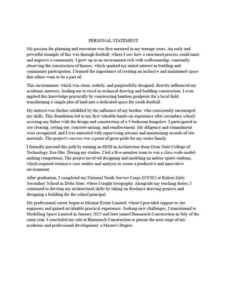 Personal Statement | PDF