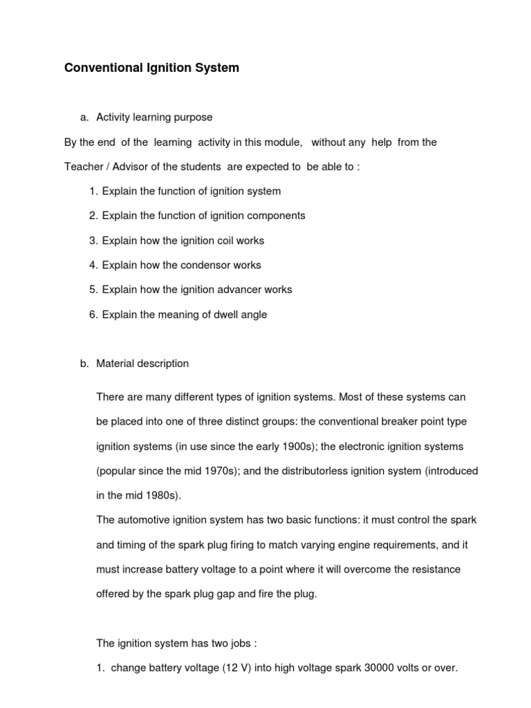 Conventional Ignition Systemrev | PDF | Ignition System | Distributor