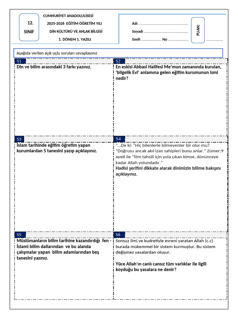 12 - Sinif - Dkab 1d1y | PDF