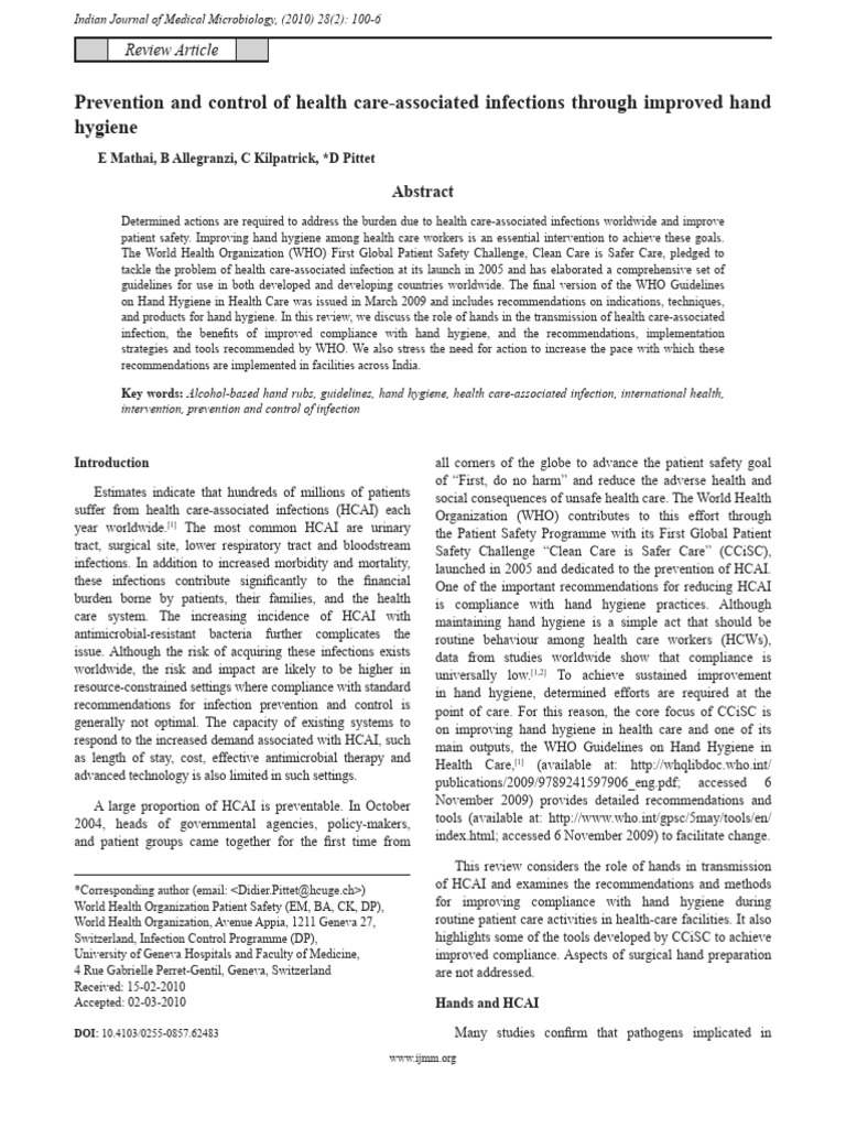 Main | PDF | Hospital Acquired Infection | Hand Washing