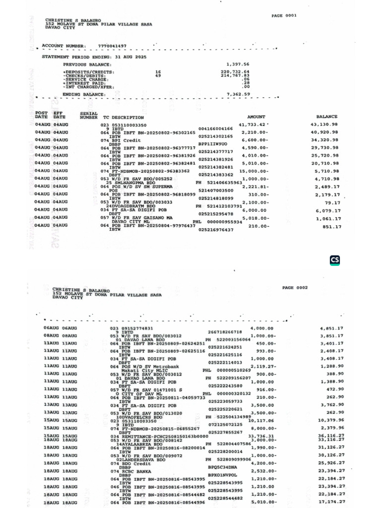 Bdo Bs Remittance | PDF