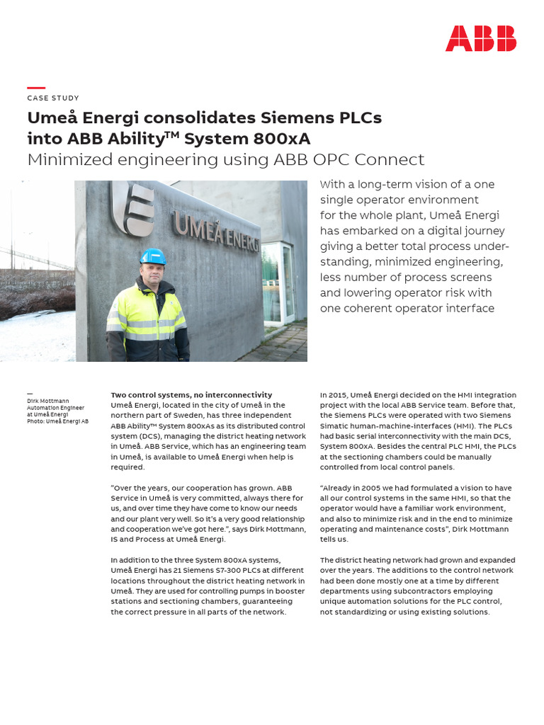 3BSE091103 B en Case Study ABB OPC Connect Umea Energi | PDF ...