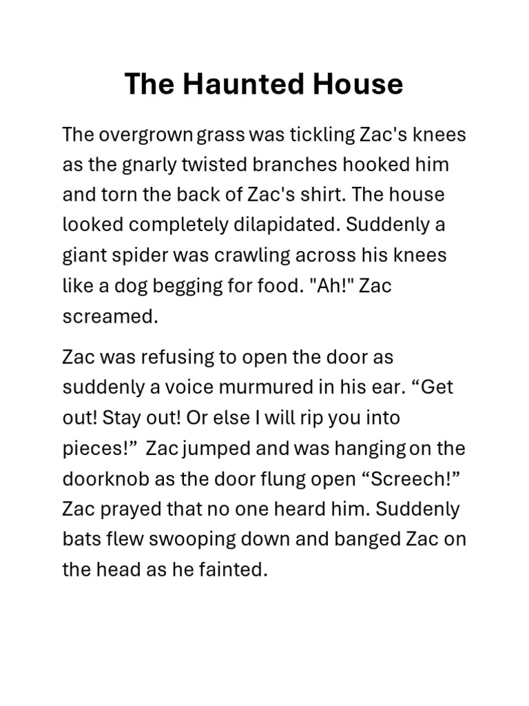 Zac's Haunted House Adventure | PDF