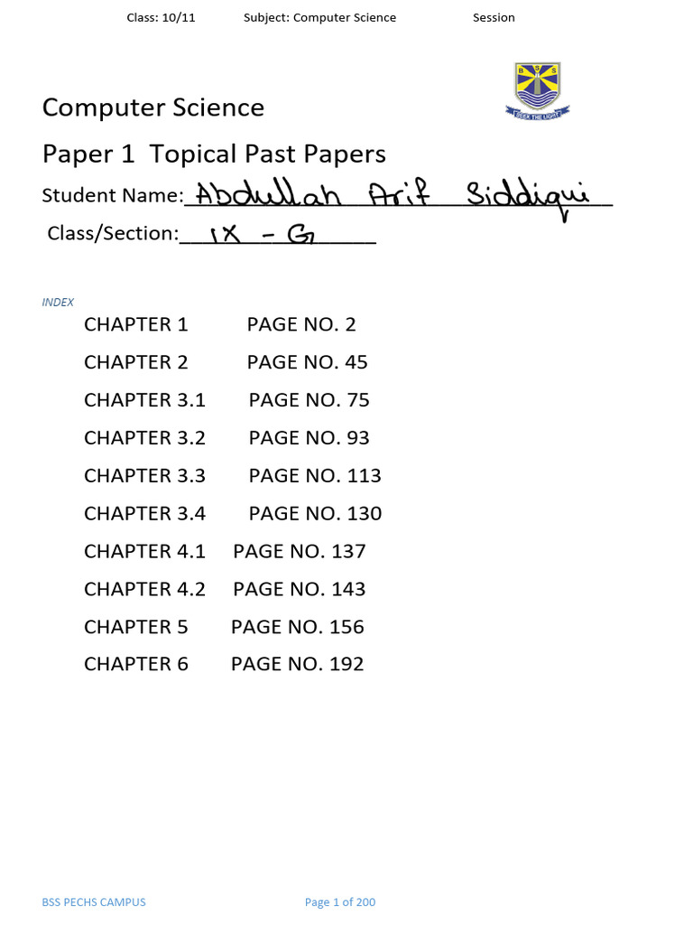Computer Science Past Papers 2025-26 | PDF | Computer Architecture ...