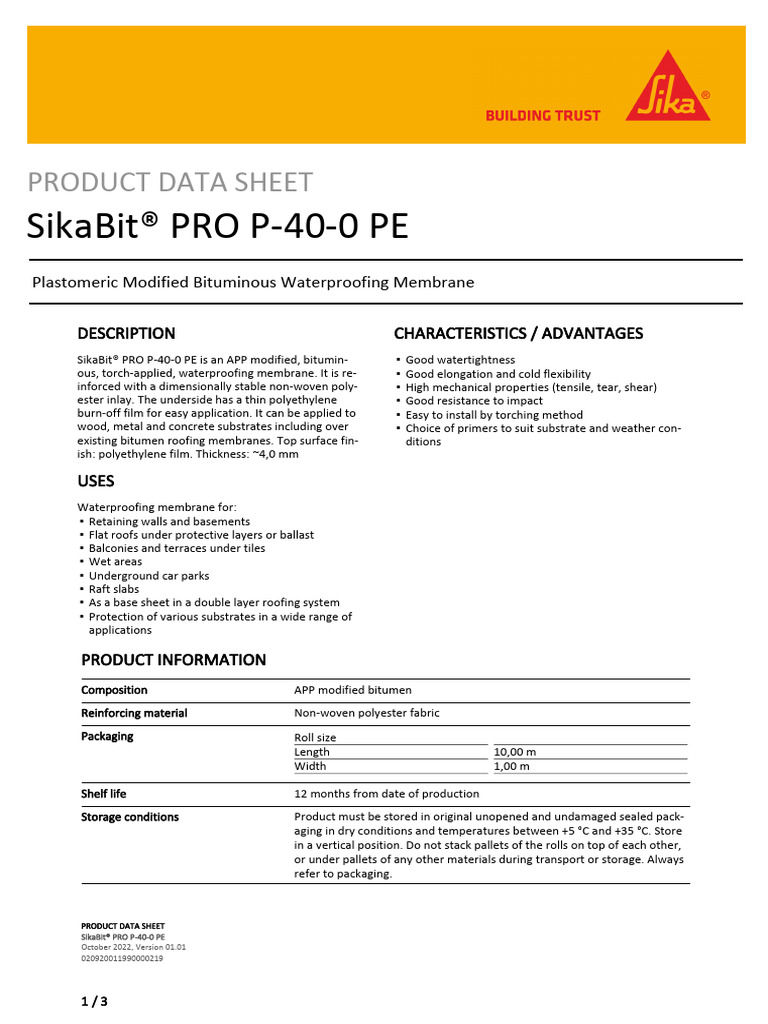 sikabit-pro-p-40-0pe | PDF | Materials