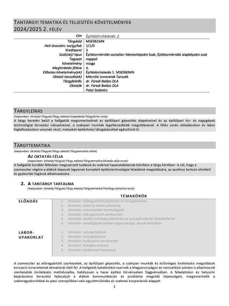 04 MSE061MN Epiteskivitelezes 2 Bsco Furedi | PDF