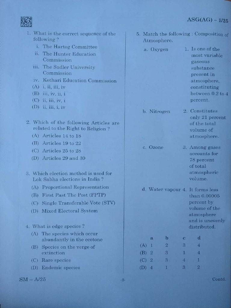 Opsc Ag Aso 2025 Gs Question Paper | PDF