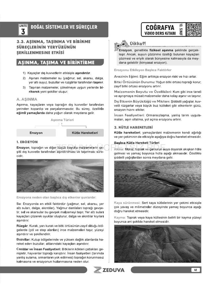 10.sinif Cografya Dogal Sistemler Ve Surecler Asinma Tasinma Ve Birikme ...