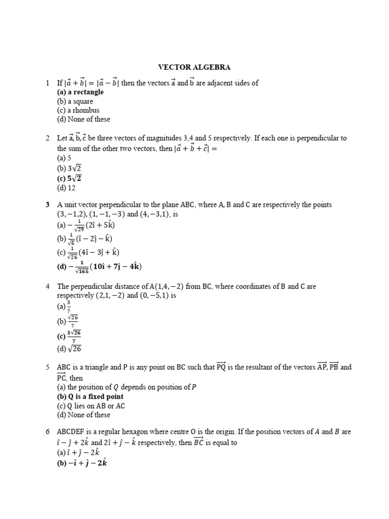 Ch 10 Vector Algebra-Updated | PDF | Euclidean Vector | Mathematical Objects