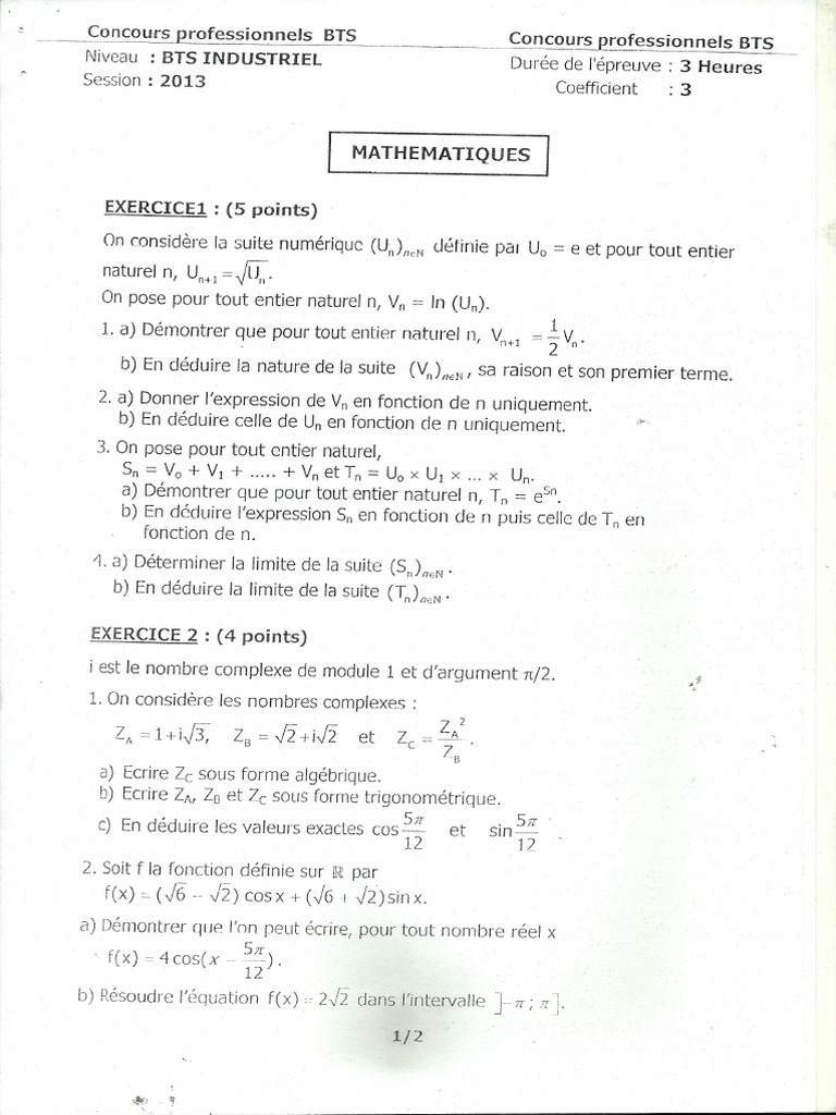 Mathématiques BTS | PDF