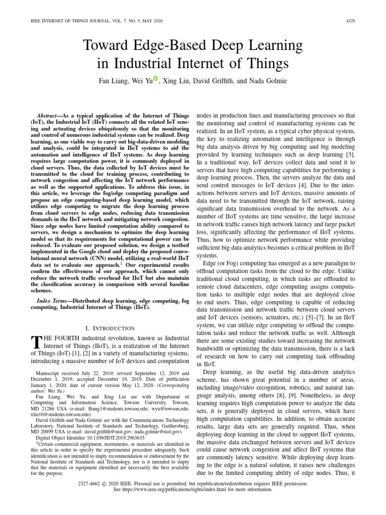 Toward Edge-Based Deep Learning in Industrial Internet of Things | PDF ...