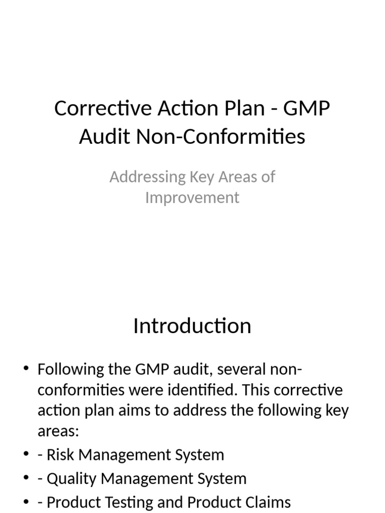 GMP Corrective Action Plan | PDF