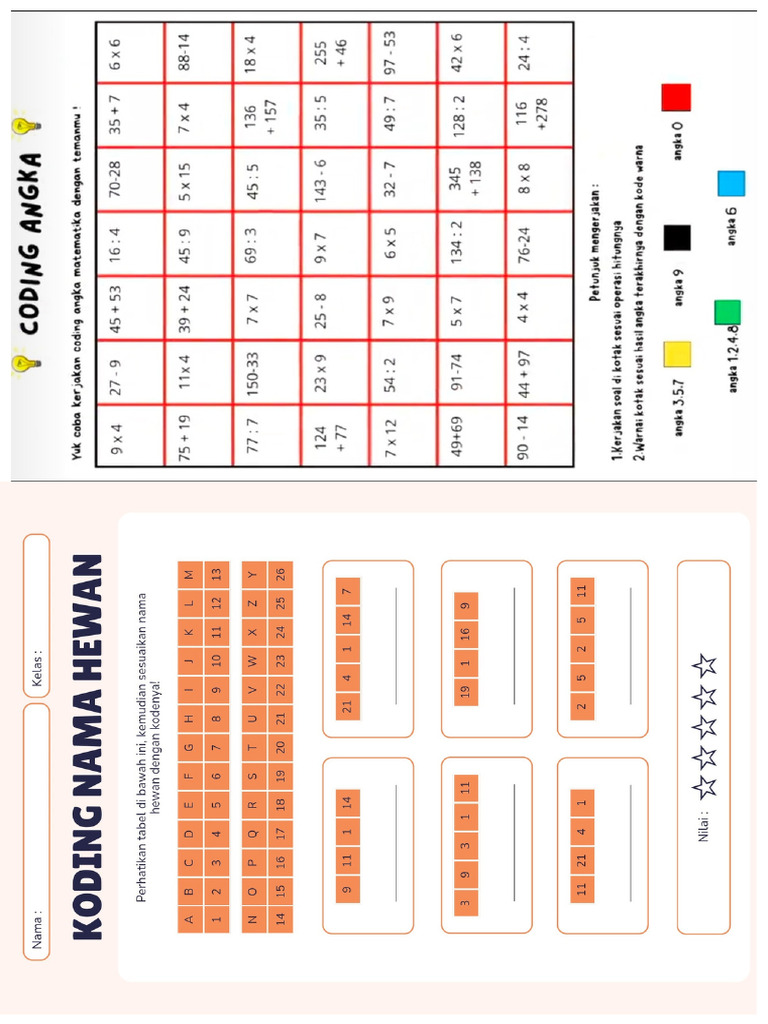 Koding Nama Hewan Lembar Kerja Oranye Ilustratif - 20251110 - 193634 ...