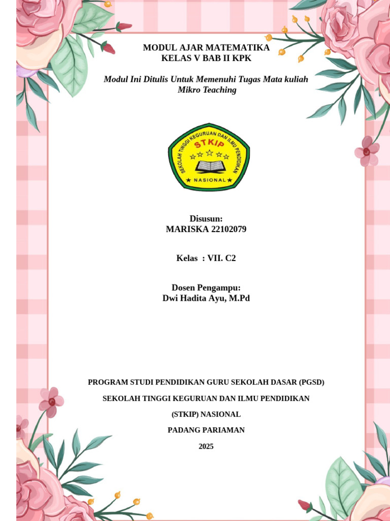 Modul Ajar Micro Teaching Mariska Oke | PDF