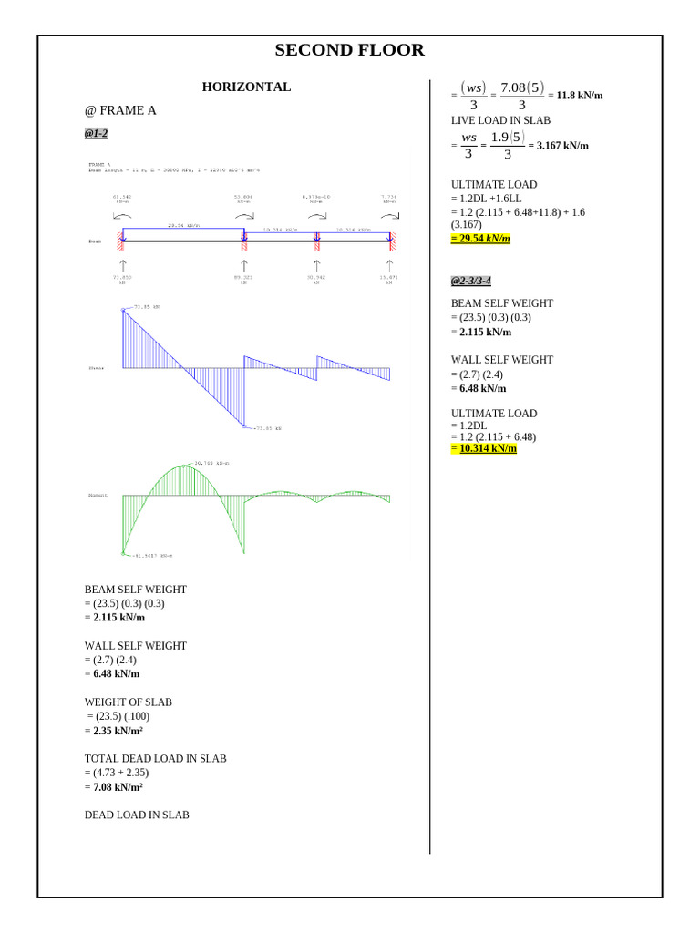 Second Floor Load Calculations | PDF | Structural Load | Architectural ...