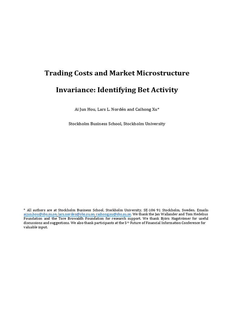 Trading Costs and Bet Activity Analysis | PDF | Futures Contract ...