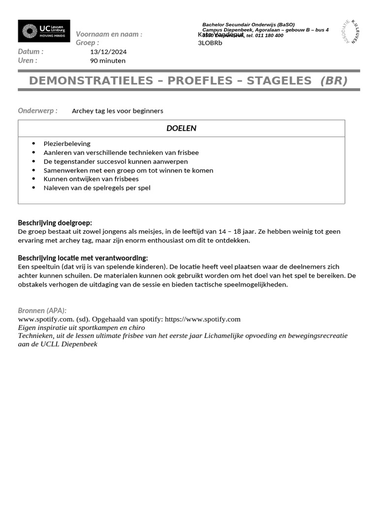 Verwerkingsopdracht Archey Tag | PDF