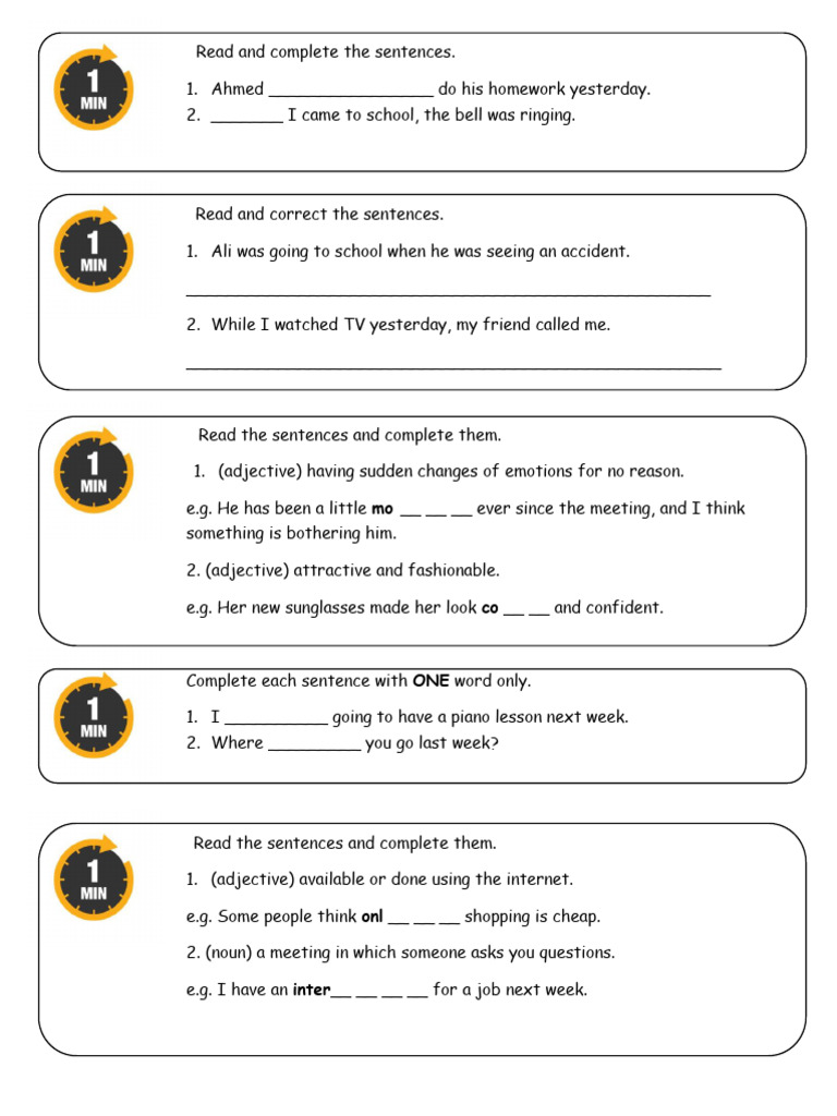 English Sentence Completion Exercises | PDF