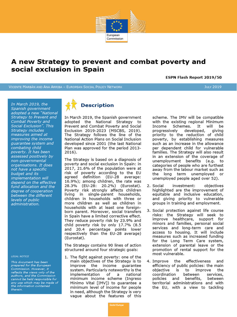 Spain's 2019 Poverty Combat Strategy | PDF | Poverty | Poverty ...