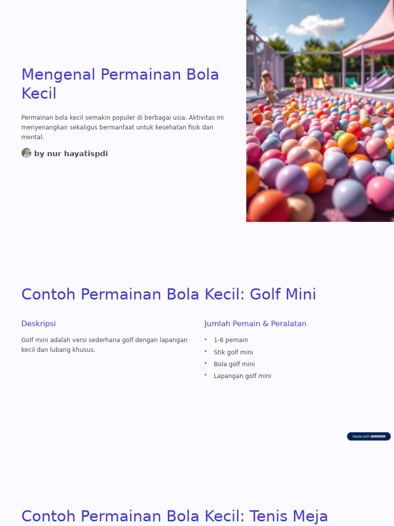 Manfaat dan Contoh Permainan Bola Kecil | PDF