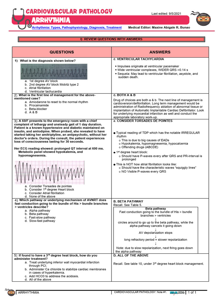 Arrhythmias Types, Pathophysiology, Diagnosis, Treatment (1) Atf | PDF ...