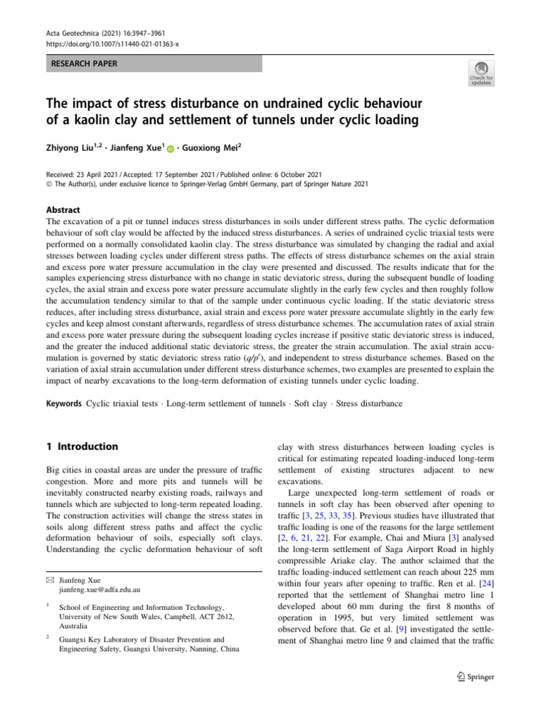 Stress Disturbance Effects on Kaolin Clay | PDF | Deformation ...