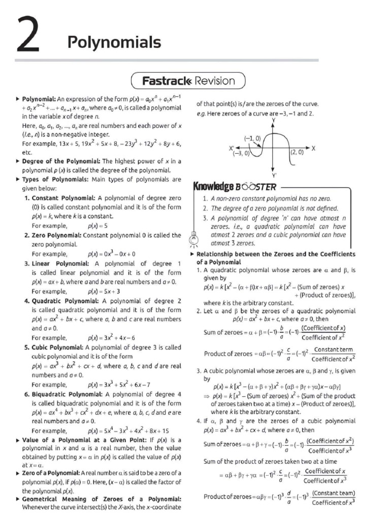 Practice Paper Polynomial 10th | PDF