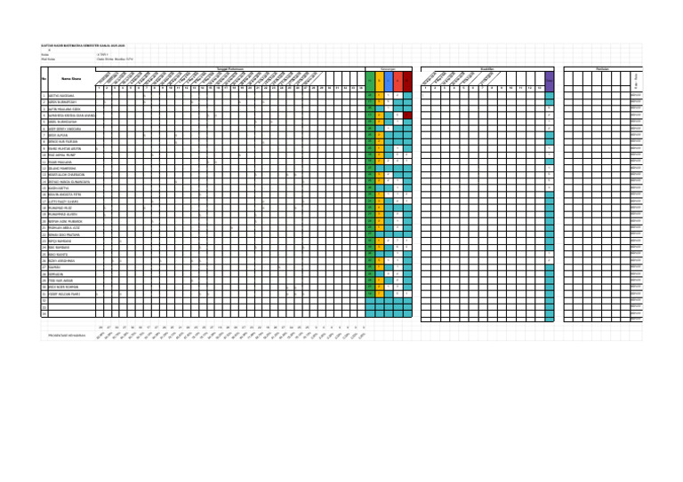 New Daftar Hadir Matematika 2025 - 2026 - X TKR 1 | PDF